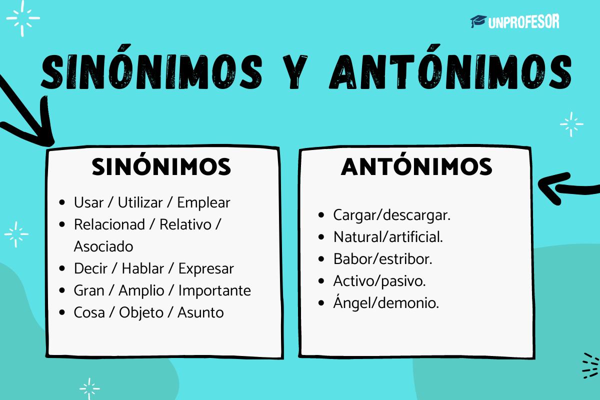 Diferencia entre sinónimos y antónimos - PEDIAEXPERTOS